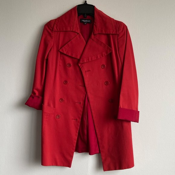 adele fado | Jackets & Coats | Adele Fado Italy Bright Red Trench Coat ...
